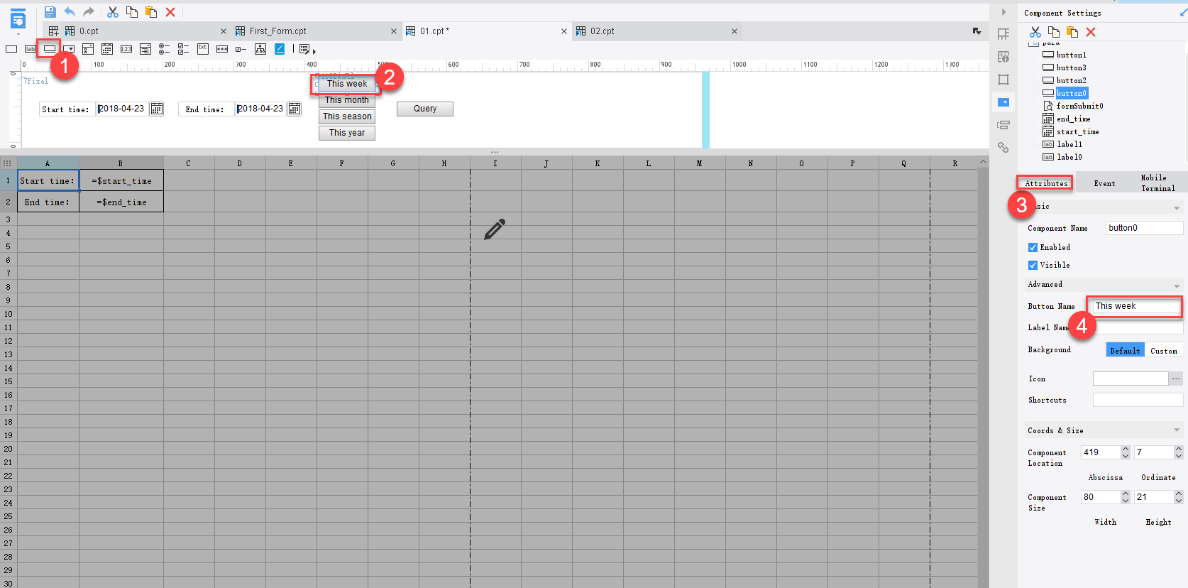 JS Custom Buttons Assign Specified Range Values-FineReport Help Document