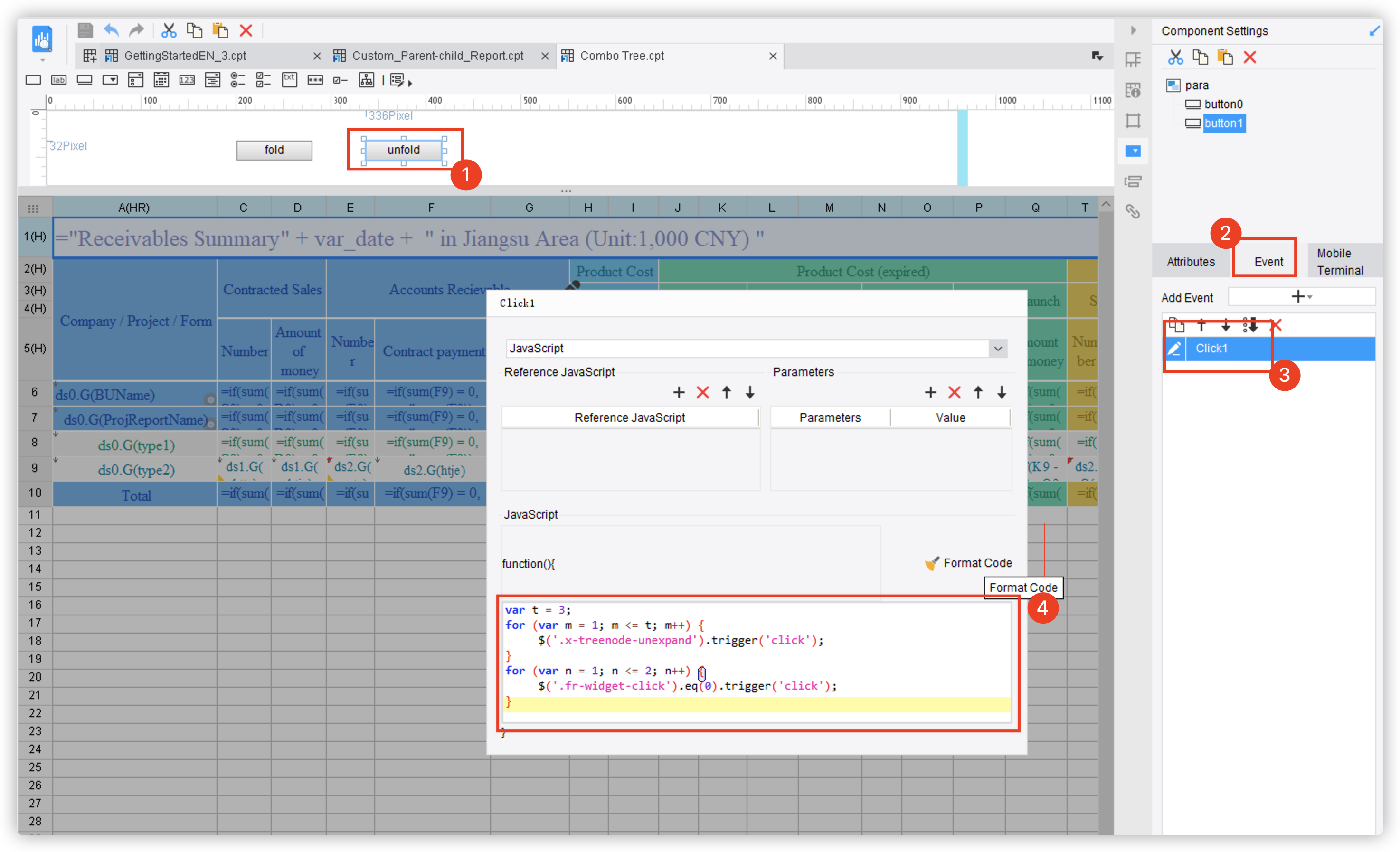 JS Collapse or expand all tree nodes in one click-FineReport Help Document