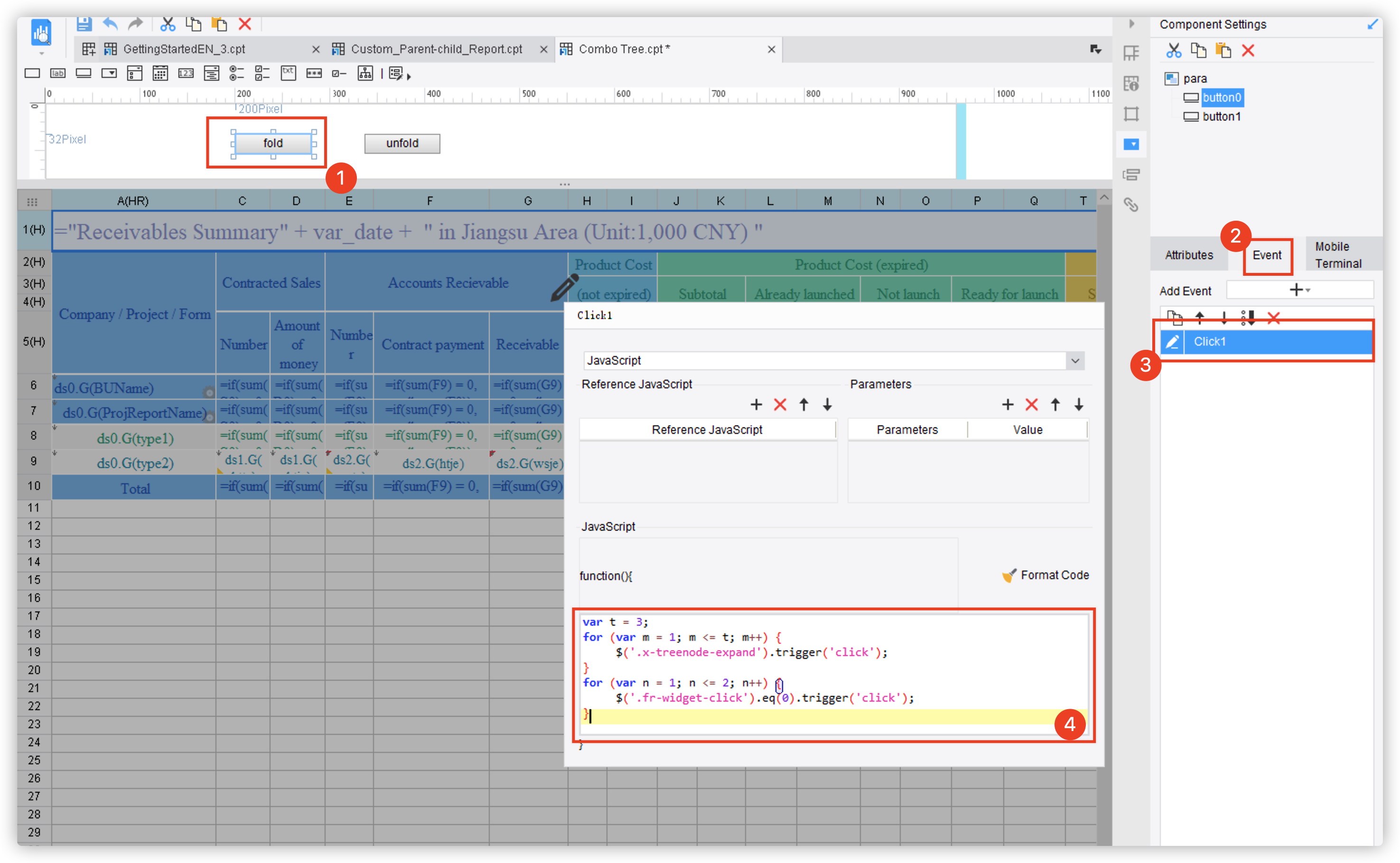 JS Collapse or expand all tree nodes in one click-FineReport Help Document
