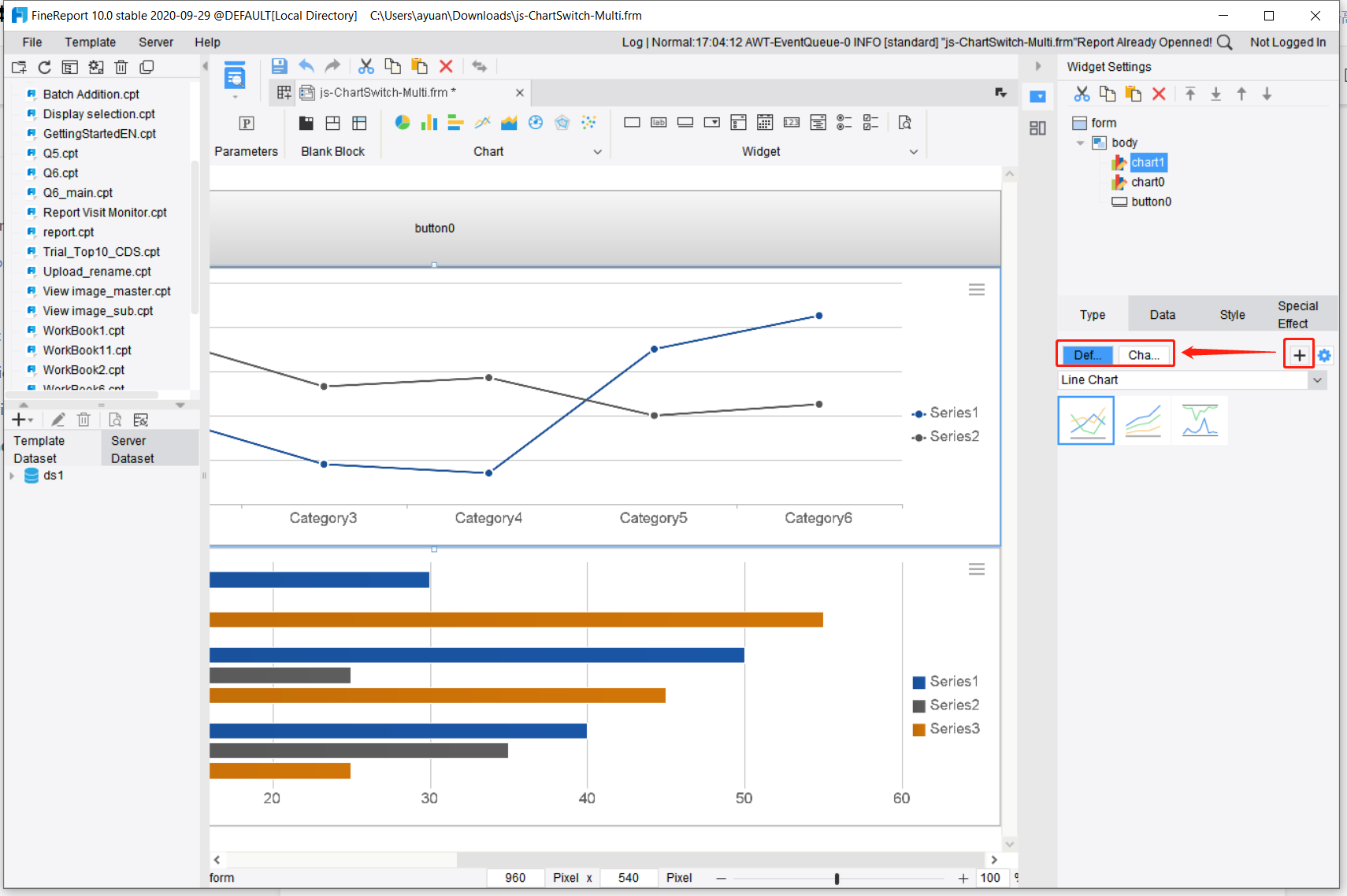 Switching multiple charts-FineReport Help Document