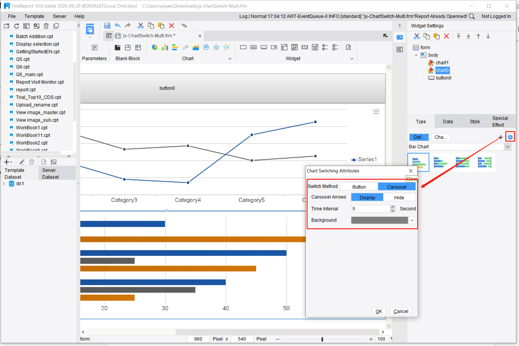 Switching multiple charts-FineReport Help Document