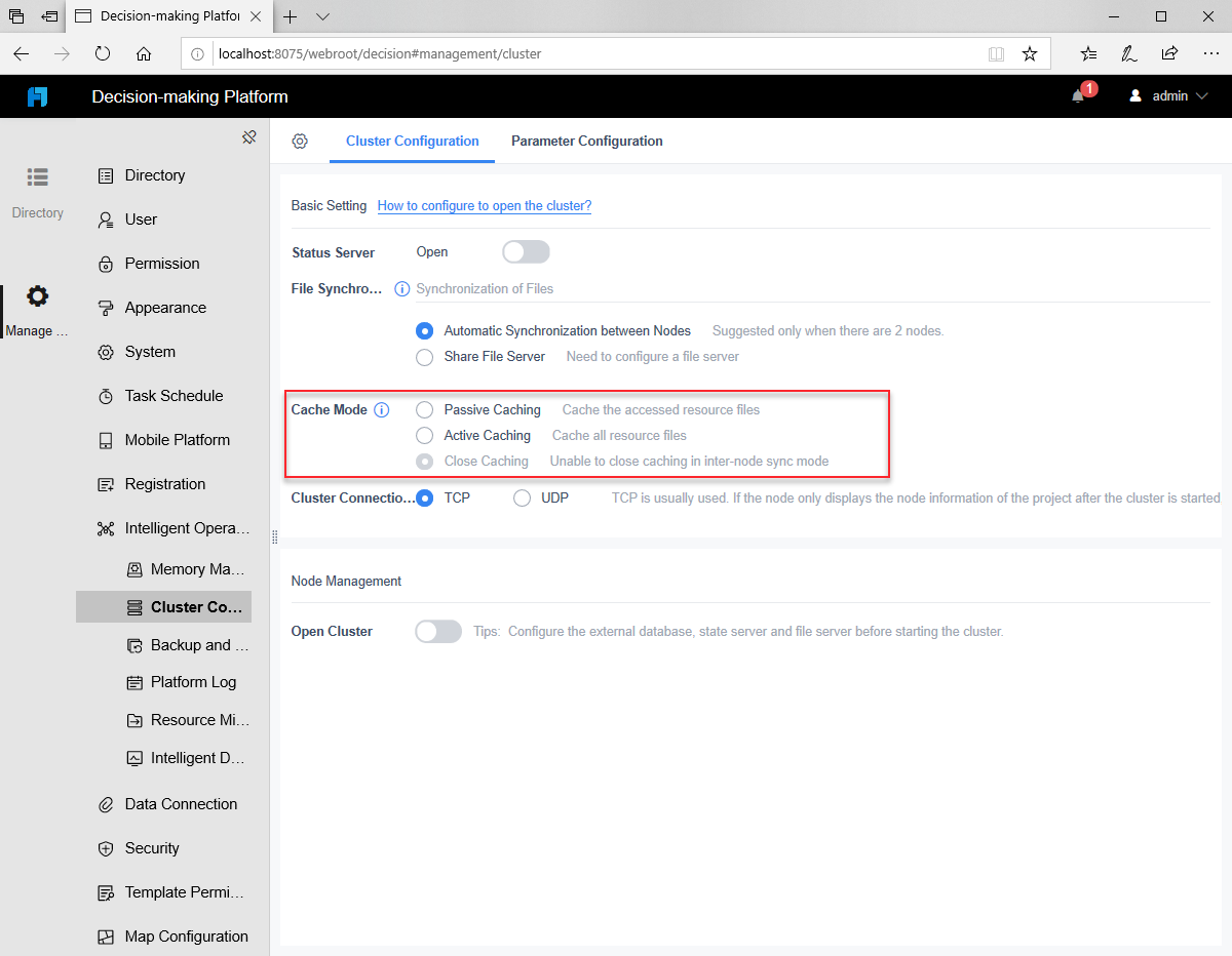 Cluster Settings-FineReport Help Document