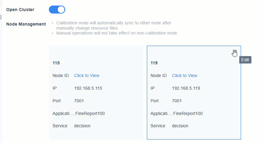 Cluster Settings-FineReport Help Document