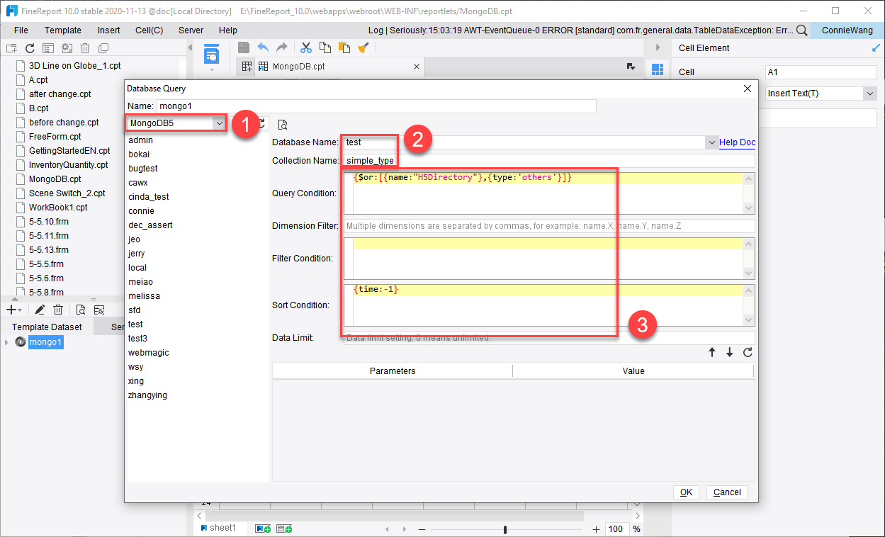 MongoDB Dataset Plugin-FineReport Help Document