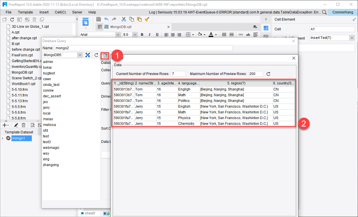 MongoDB Dataset Plugin-FineReport Help Document