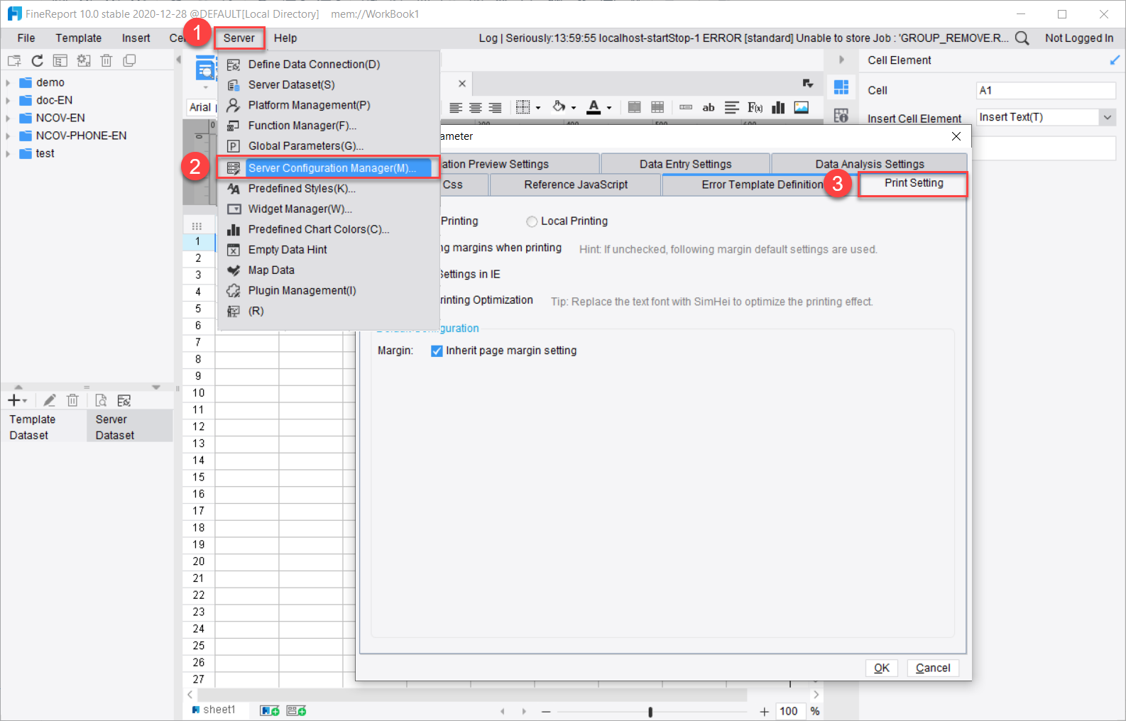 Print Settings-FineReport Help Document