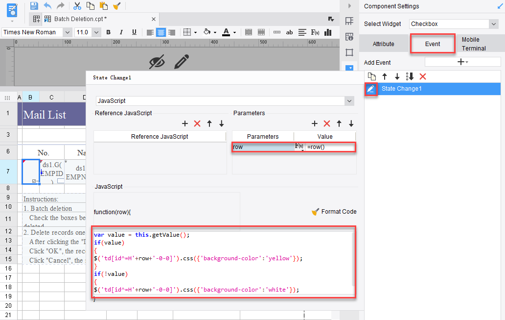 Change the Background of a Cell in the Row Where the Checkbox is ...