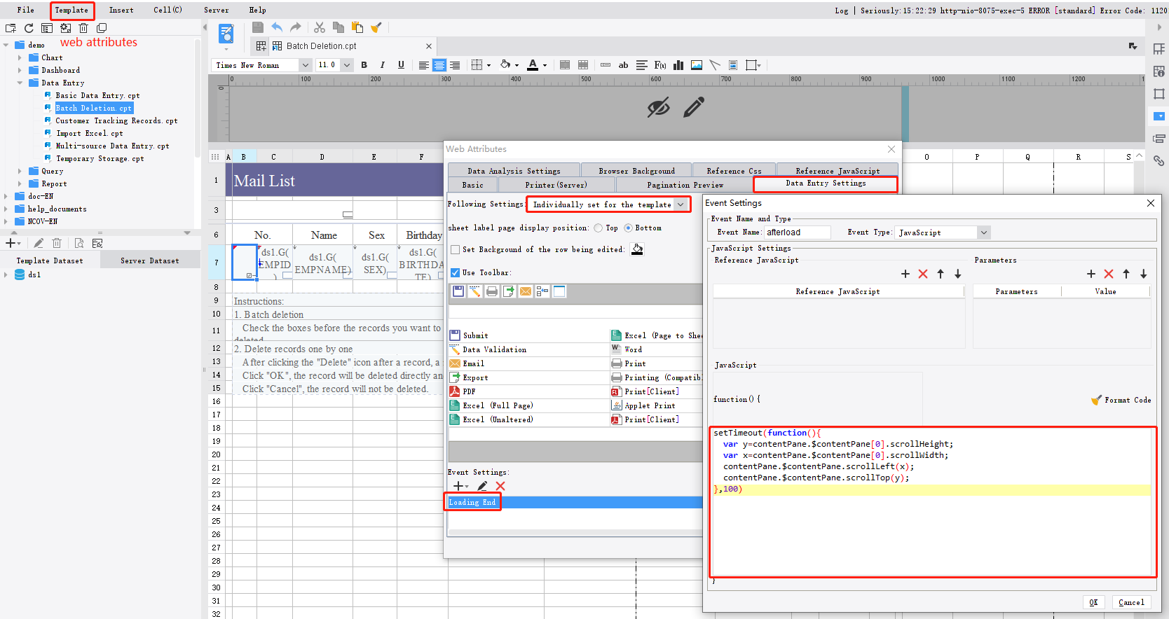JS Scroll to the Bottom or Right of the Browser Automatically-FineReport Help Document