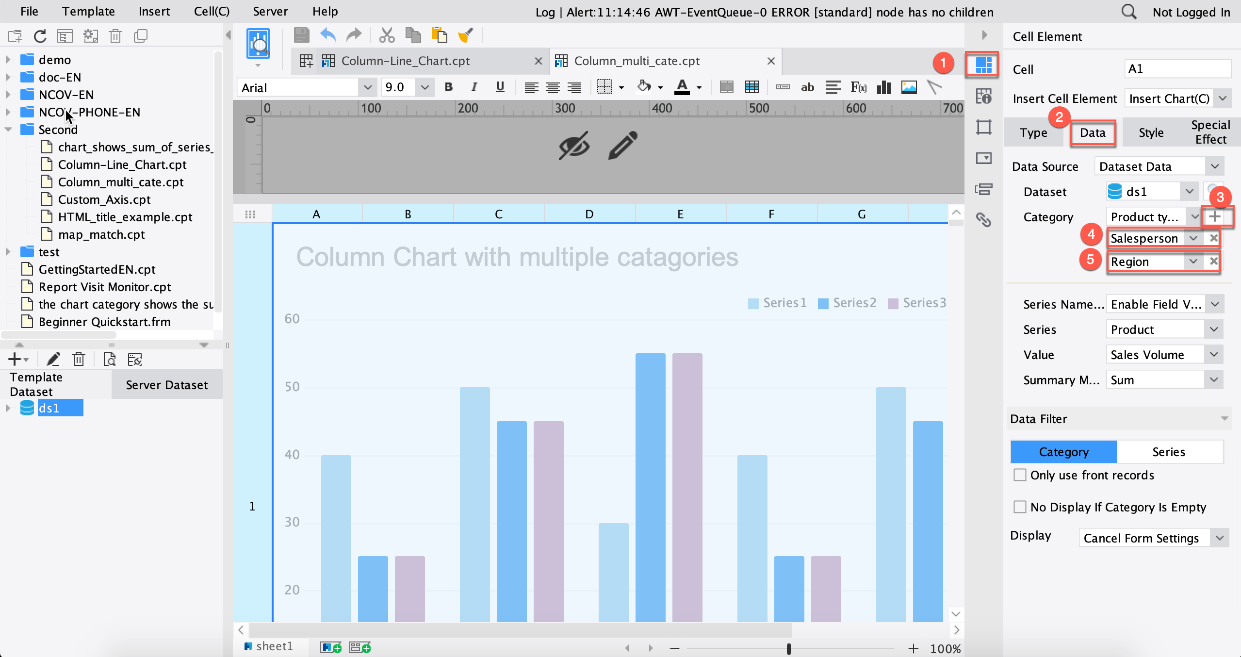 Column Chart with multiple catagories-FineReport Help Document