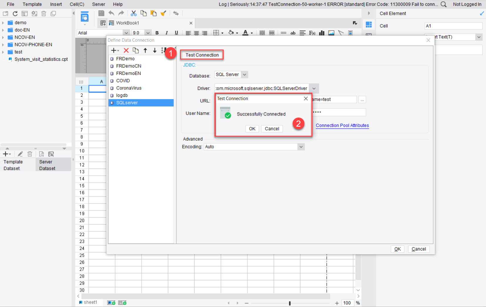 Connect to MS SQL Server-FineReport Help Document
