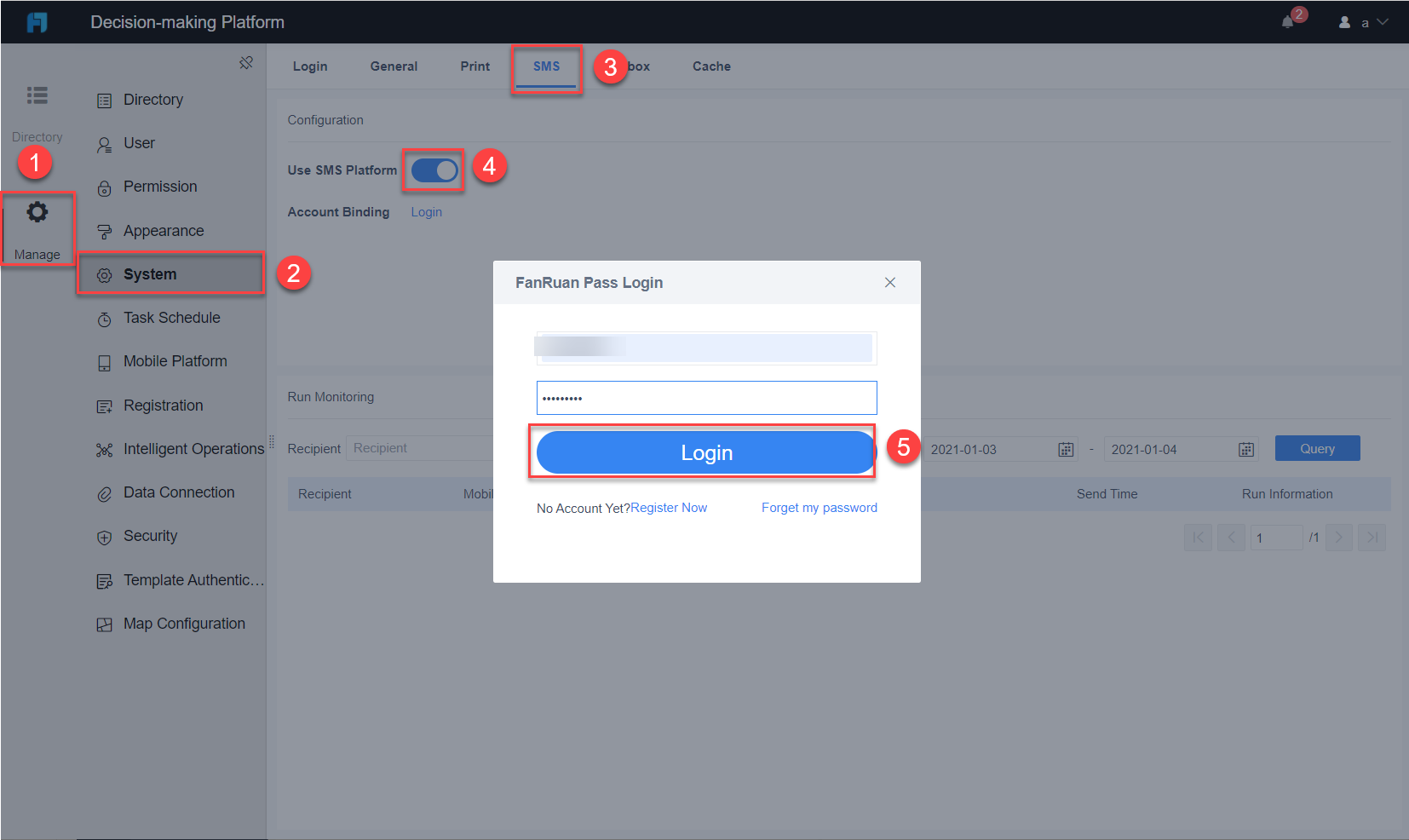 SMS Service-FineReport Help Document