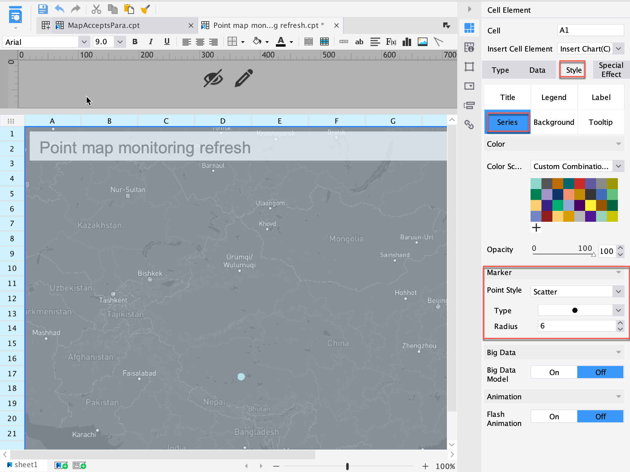 地図自動再読み込み- FineReport Help Document