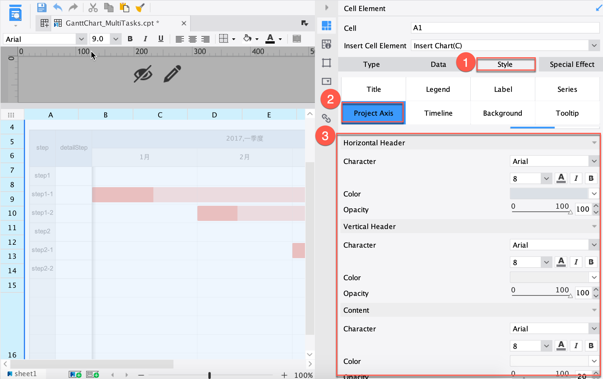 Gantt Chart with Multiple Tasks-FineReport Help Document