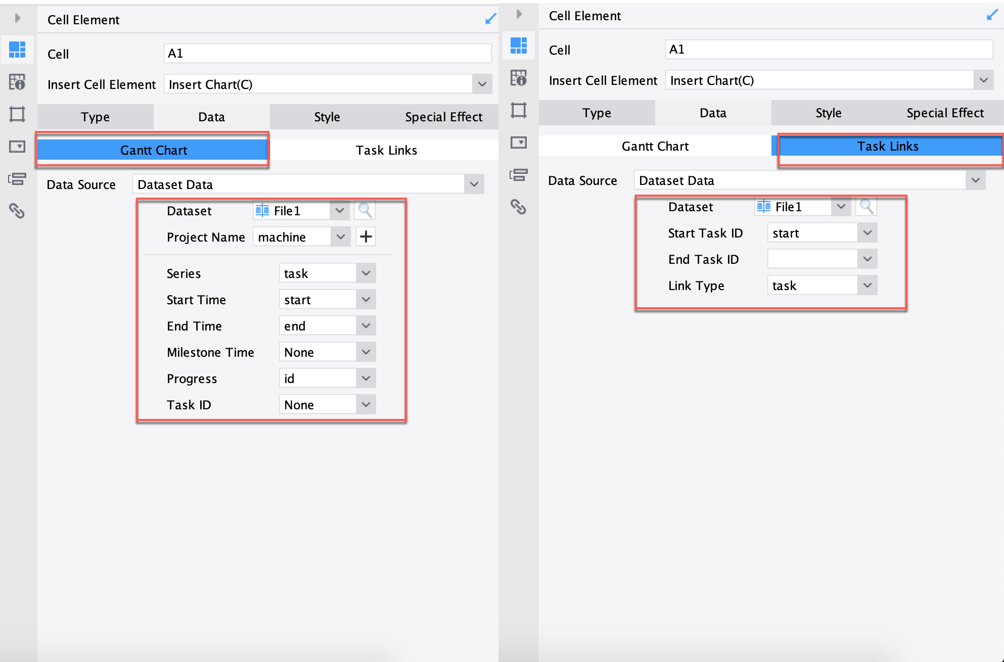 Gantt Chart with Machine Status-FineReport Help Document
