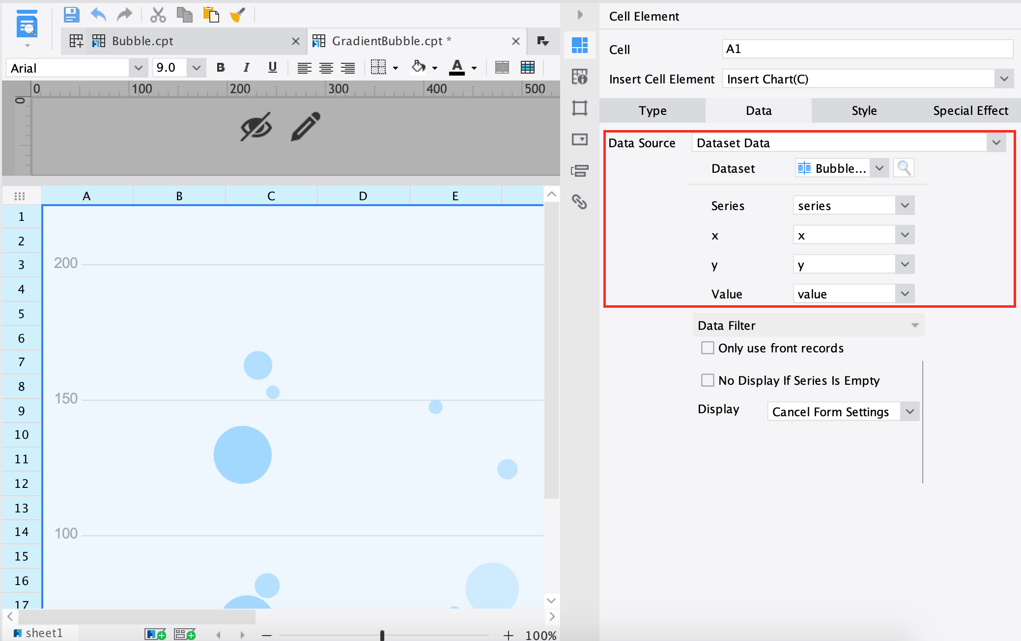 Different Types of Bubble Chart-FineReport Help Document