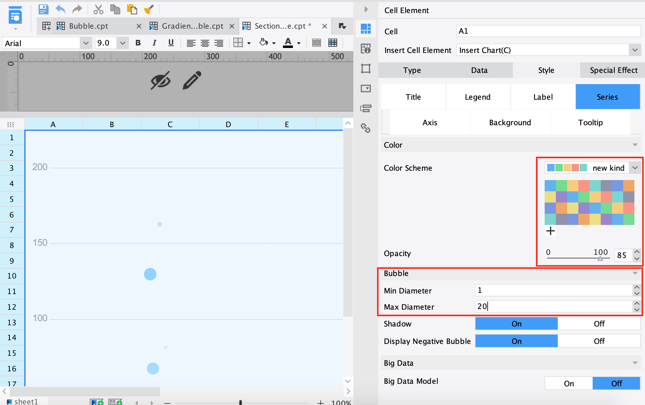 Different Types of Bubble Chart-FineReport Help Document