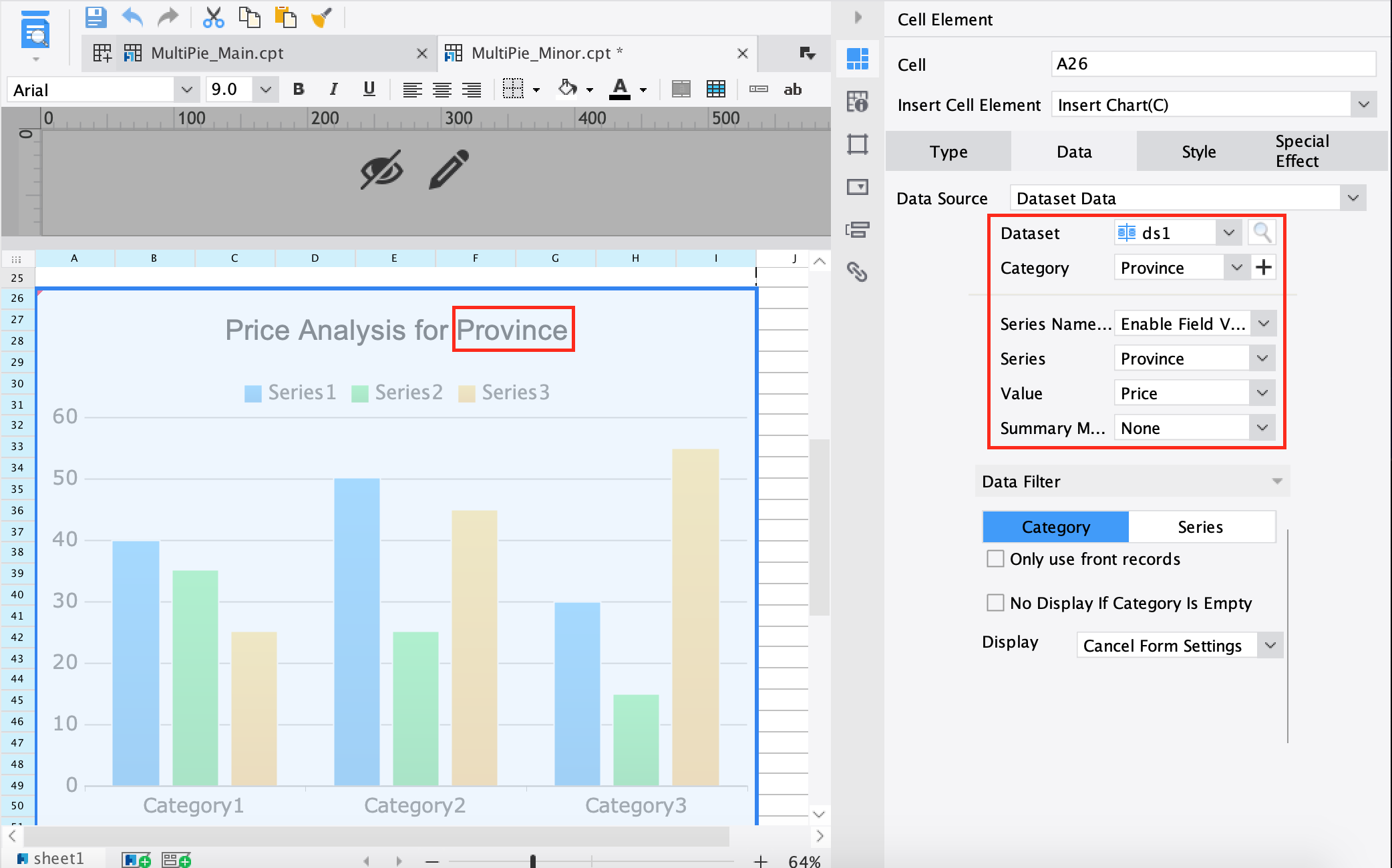 Multi-layer Pie Chart Linkage-FineReport Help Document