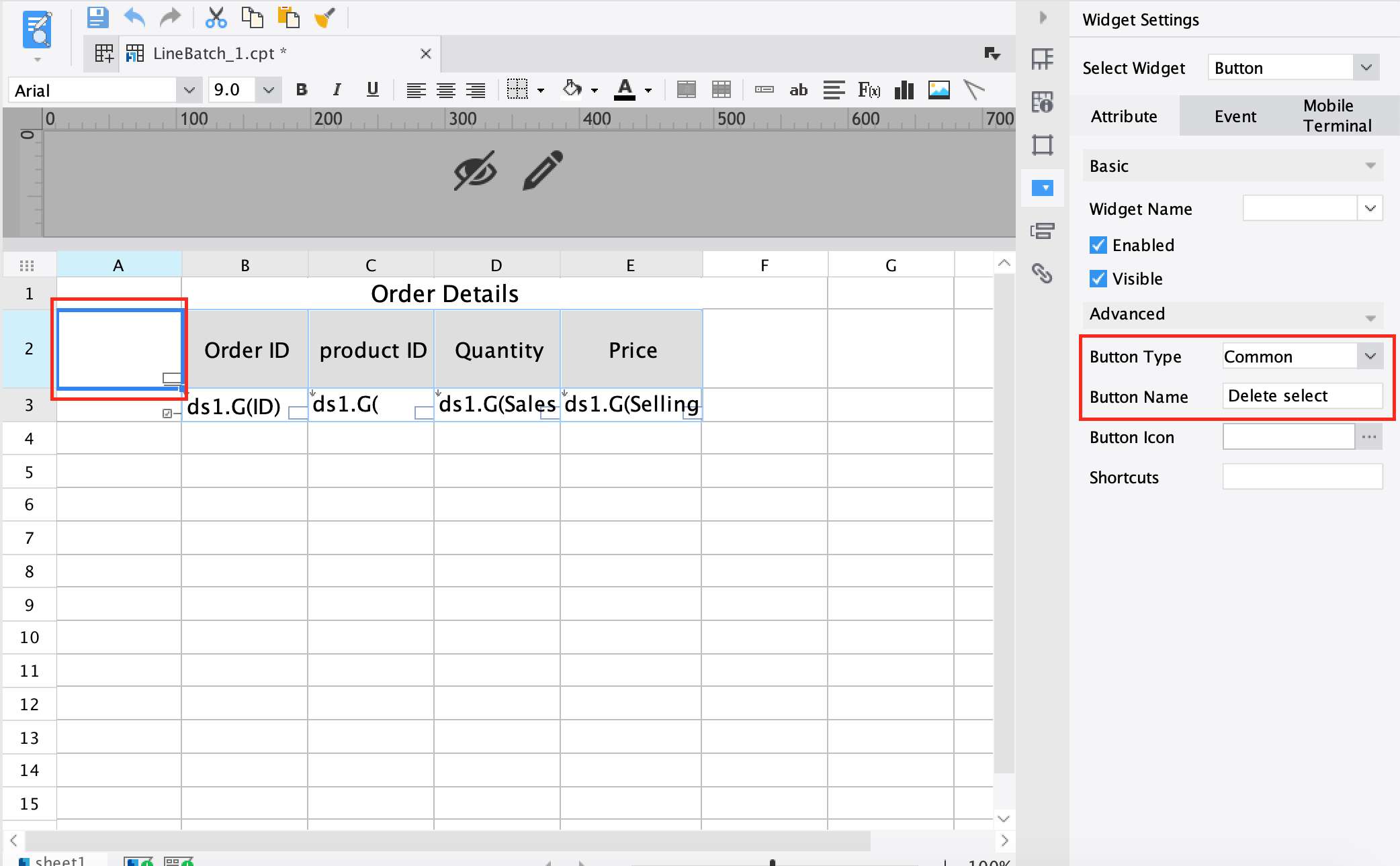 Row-based Data Entry Batch Deletion-FineReport Help Document