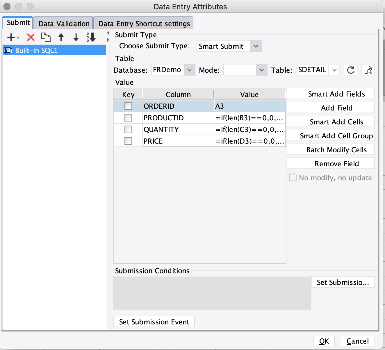 Value processing of built-in SQL submission-FineReport Help Document