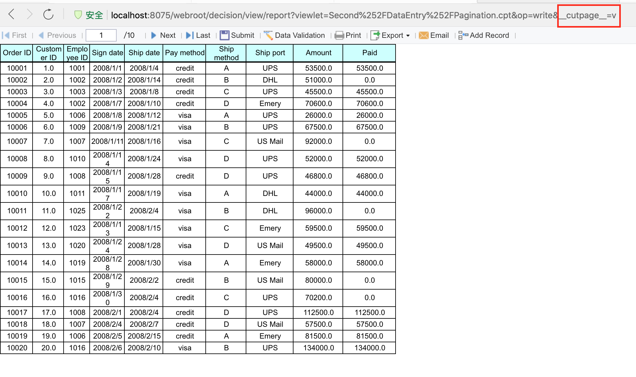 Data Entry Pagination -FineReport Help Document