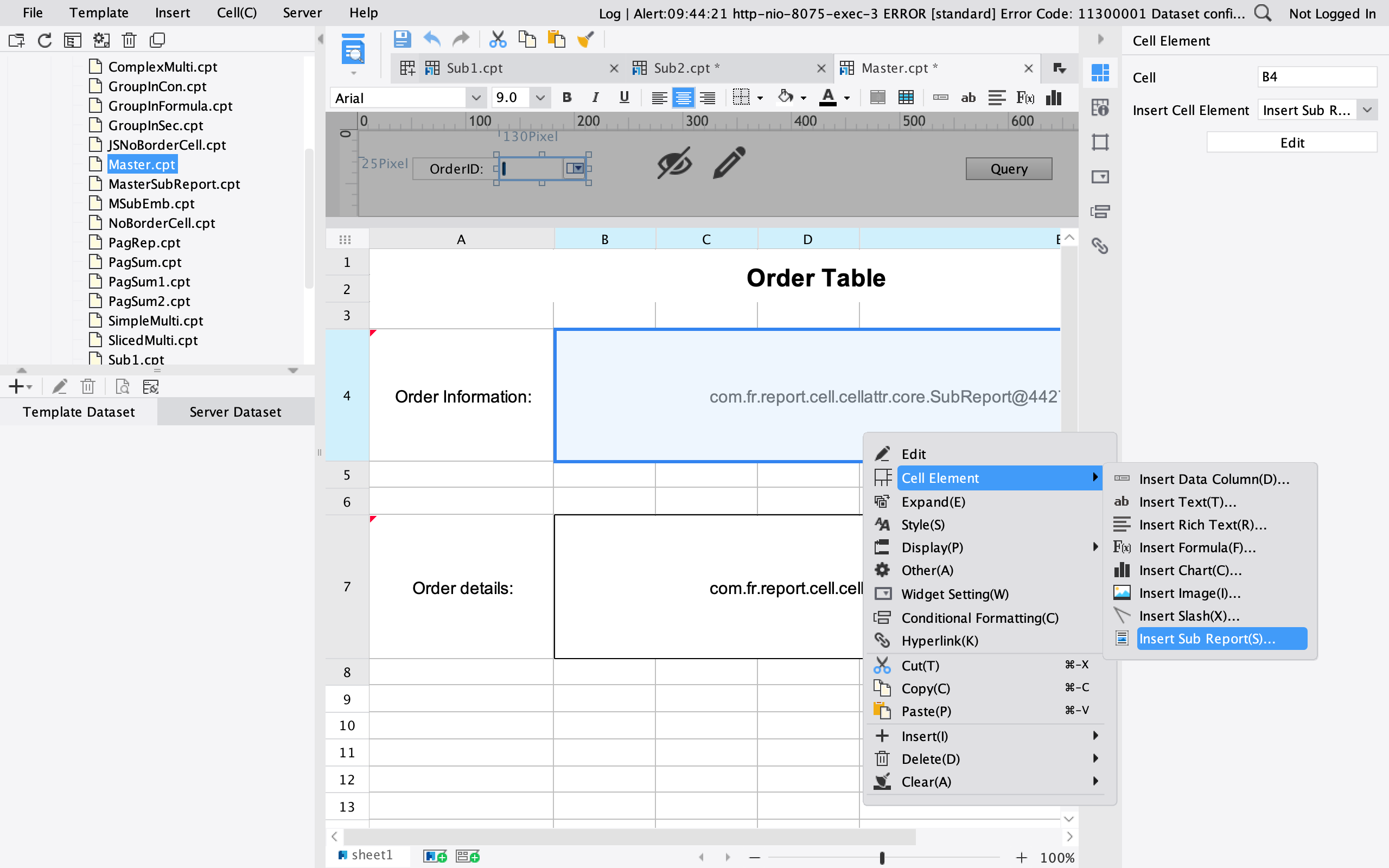 Master Report with Embedded Sub-Reports-FineReport Help Document