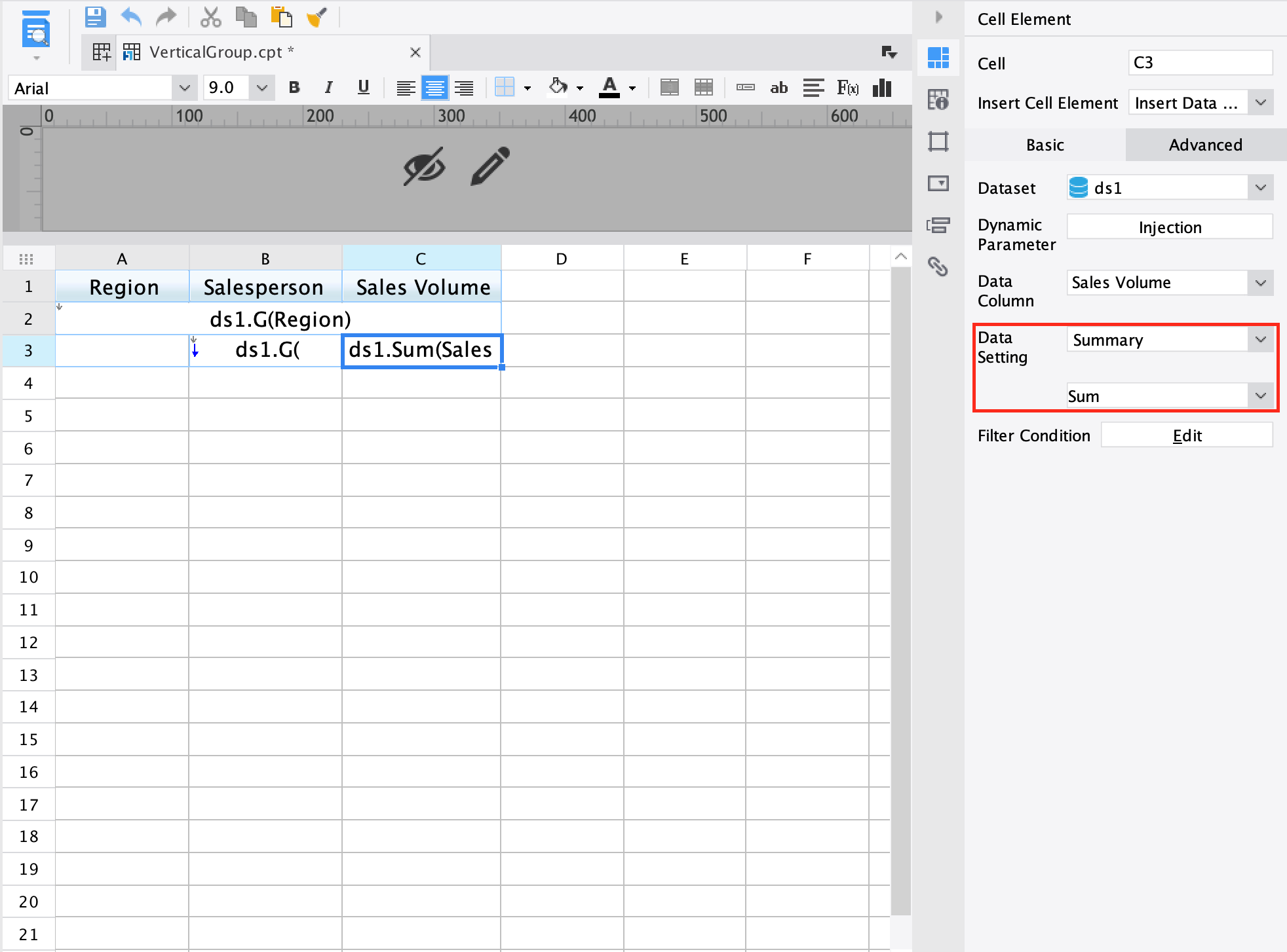 Vertically Grouped Report-FineReport Help Document