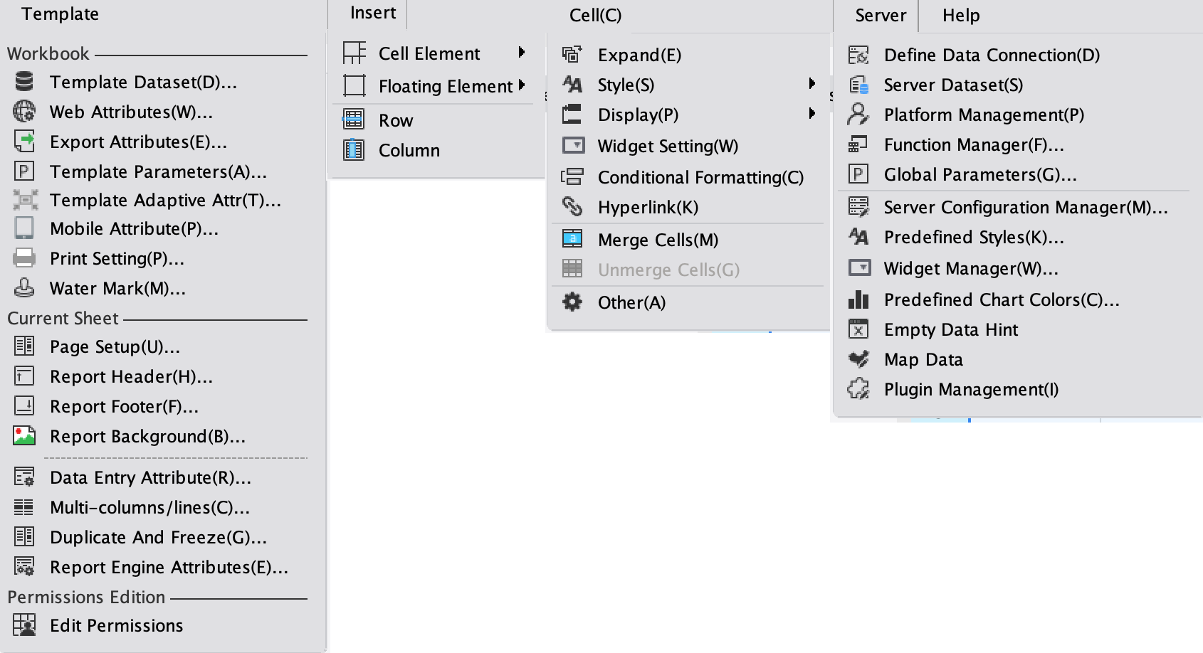 Hot key-FineReport Help Document