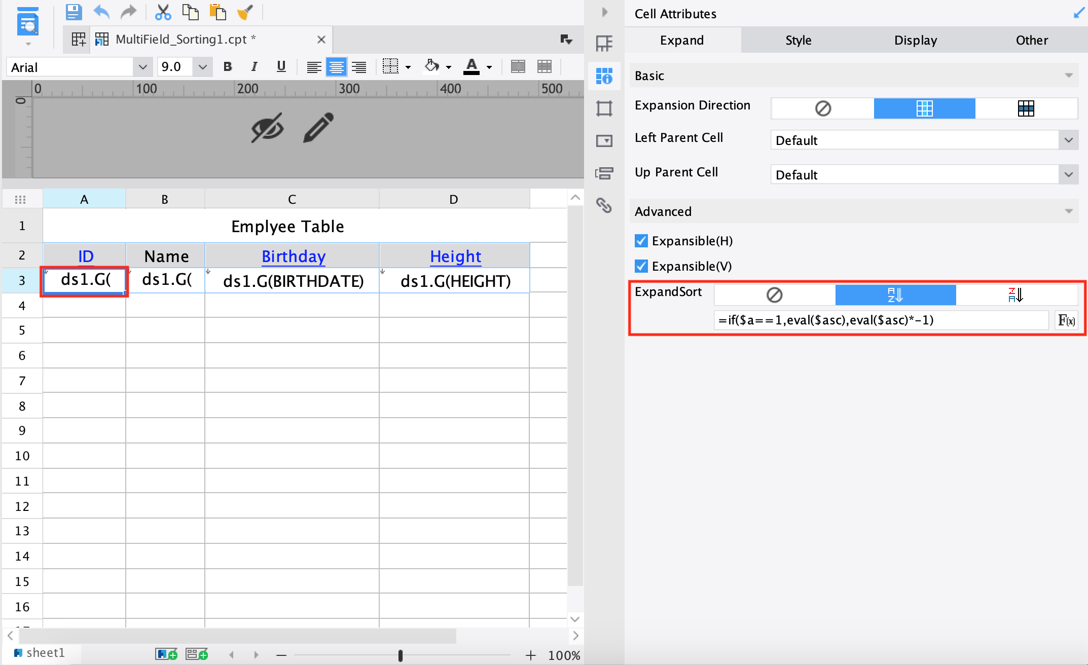 Sorting on multiple fields-FineReport Help Document