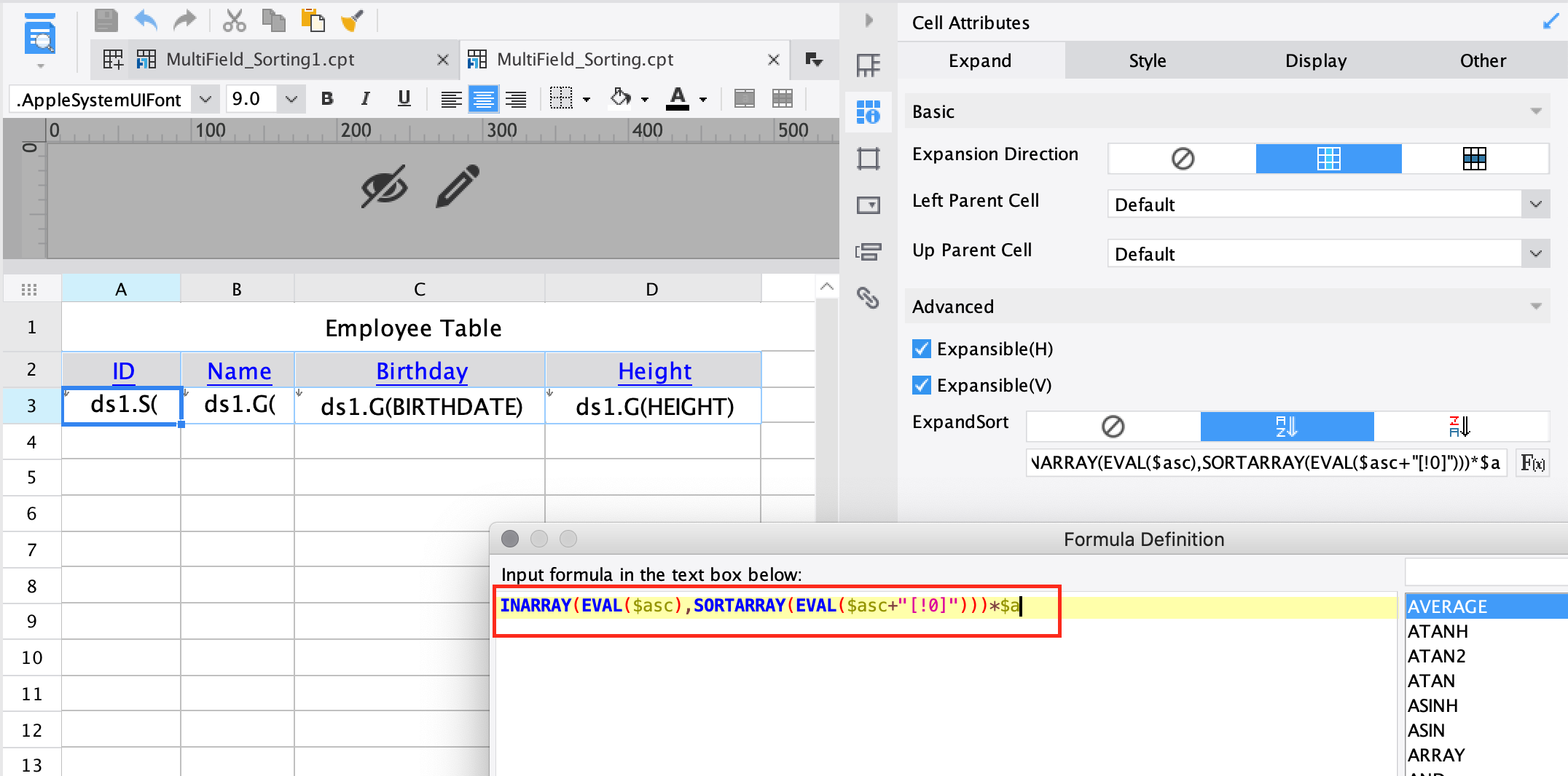 Sorting on multiple fields-FineReport Help Document