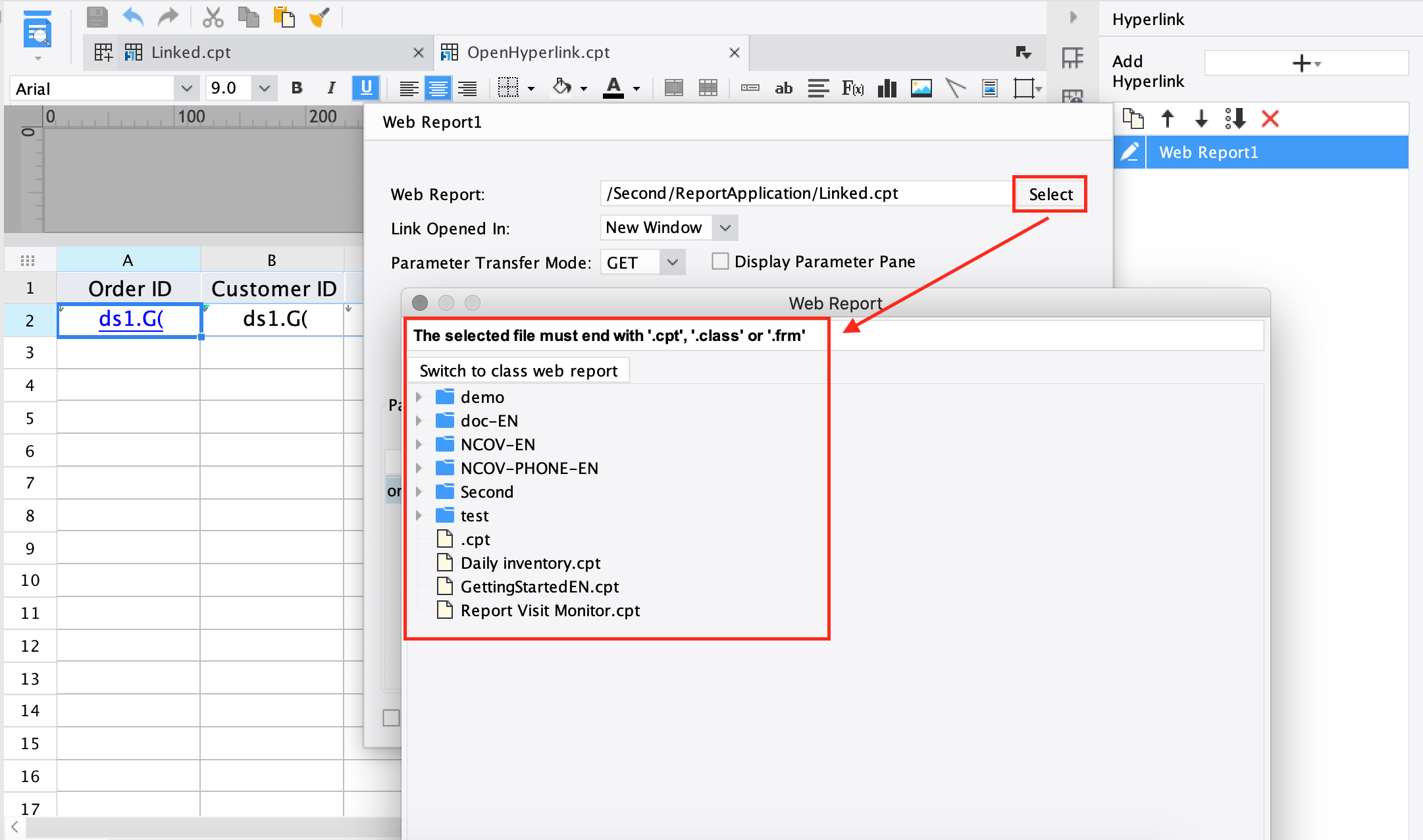 プレビュー方式付きで帳票へハイパーリンクする- FineReport Help Document