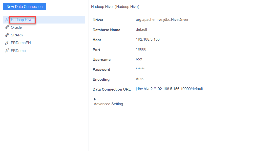 [Platform] Hadoop Hive Data Connection-FineReport Help Document