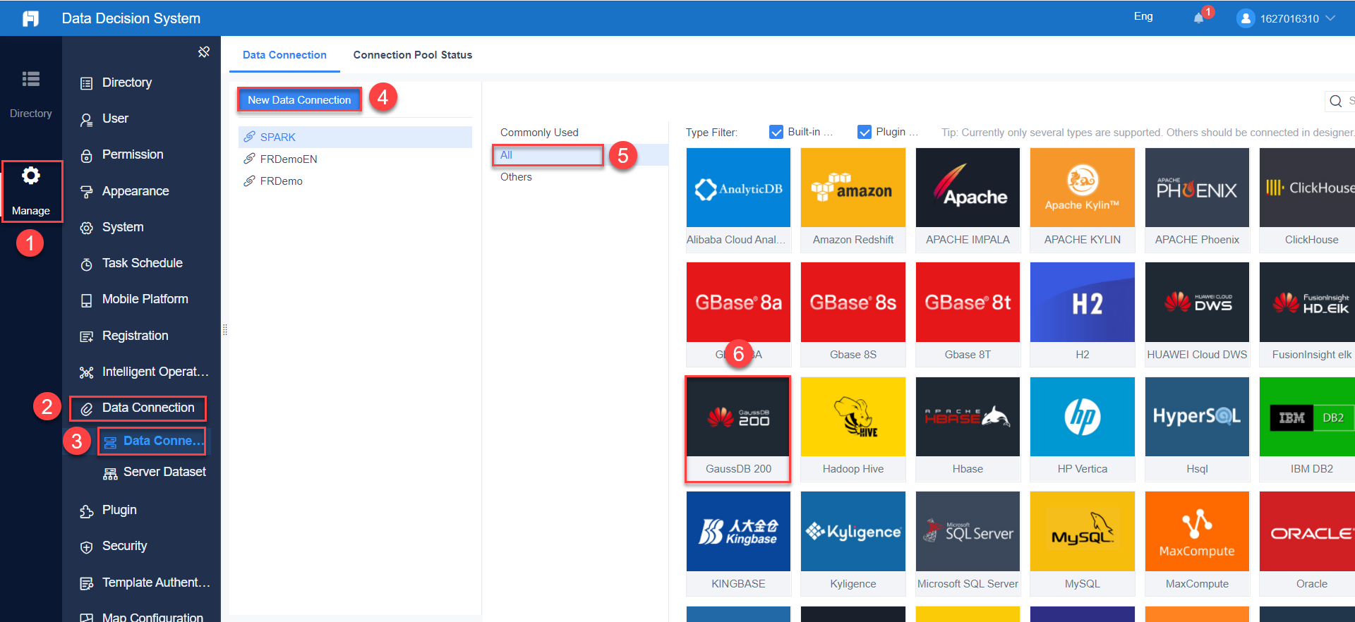 [ポータル] GaussDB 200 データ接続- FineReport Help Document