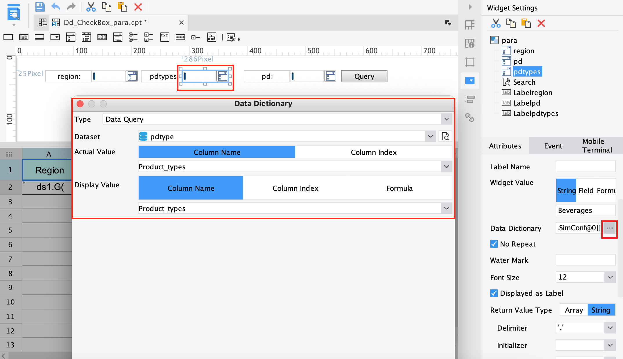 Drop-down check box parameter linkage-FineReport Help Document