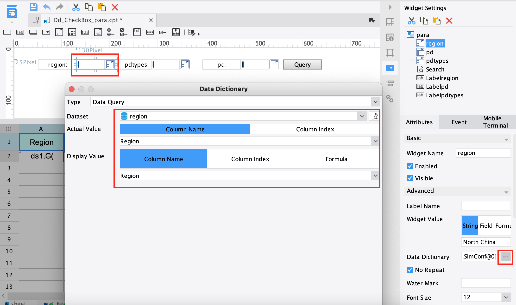 Drop-down check box parameter linkage-FineReport Help Document