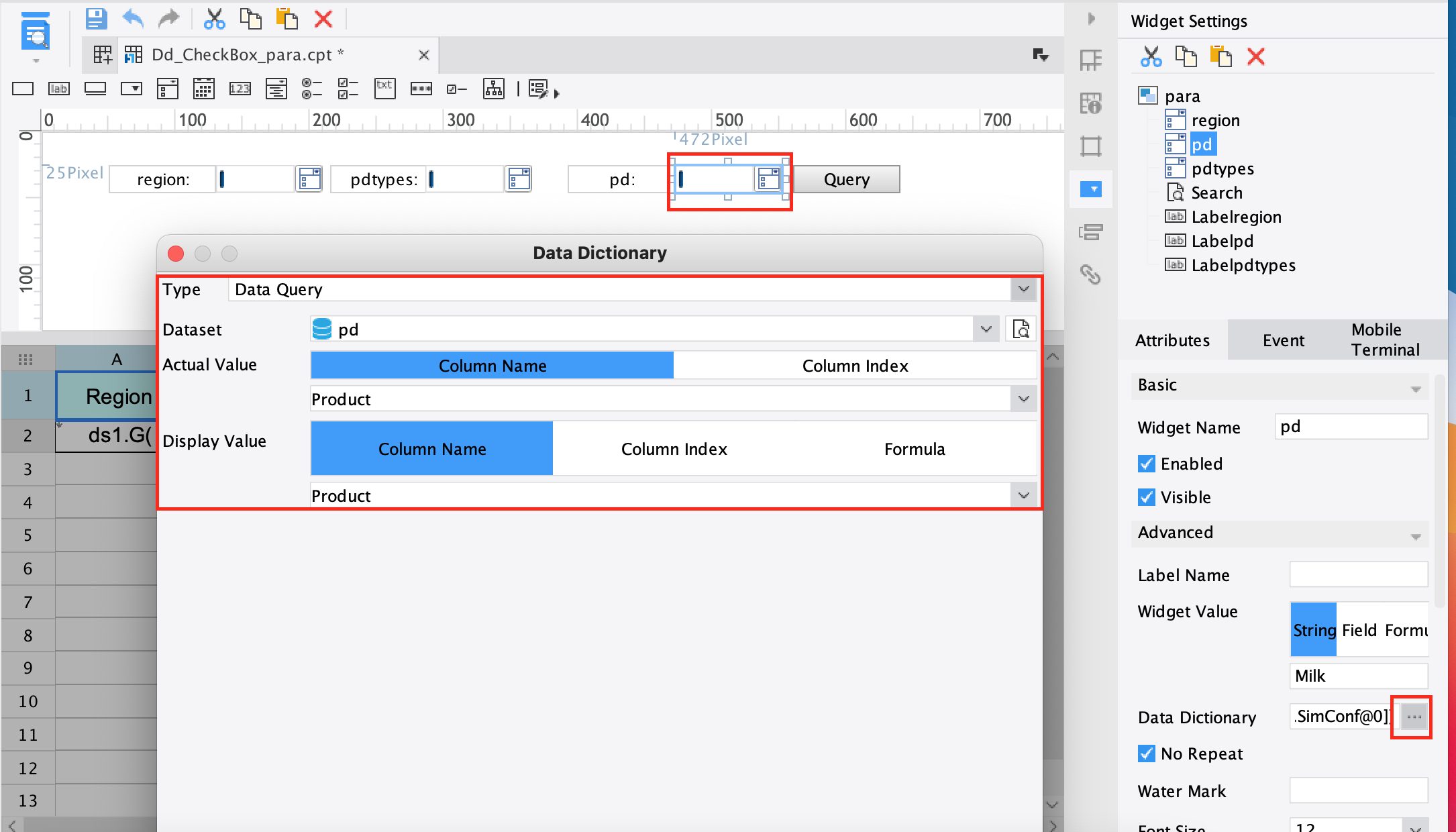 Drop-down check box parameter linkage-FineReport Help Document
