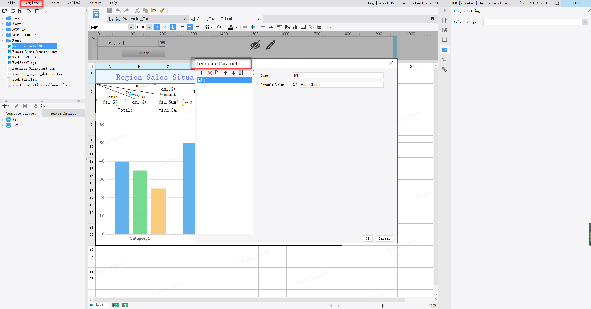 Default Value of Parameter Widget-FineReport Help Document