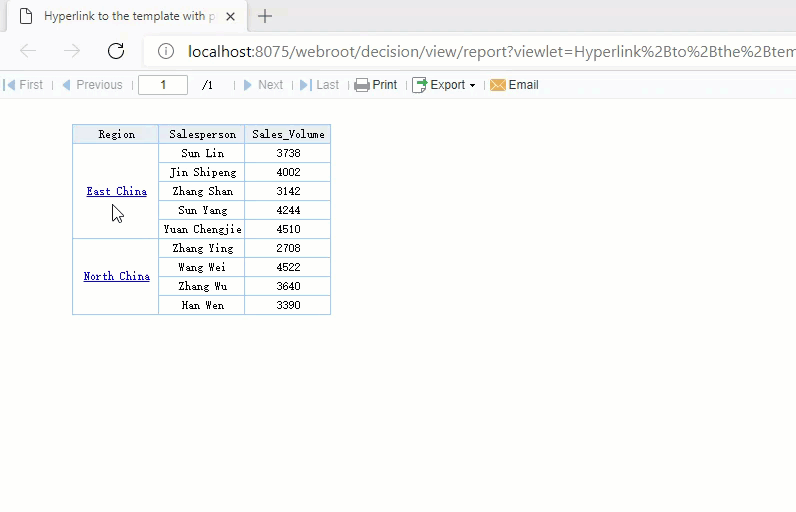 Hyperlink to Template with Parameters-FineReport Help Document