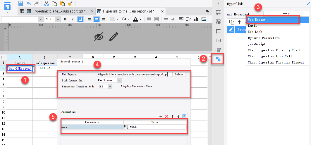 Hyperlink to Template with Parameters-FineReport Help Document