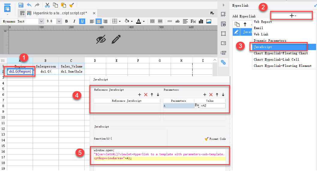 Hyperlink to Template with Parameters-FineReport Help Document
