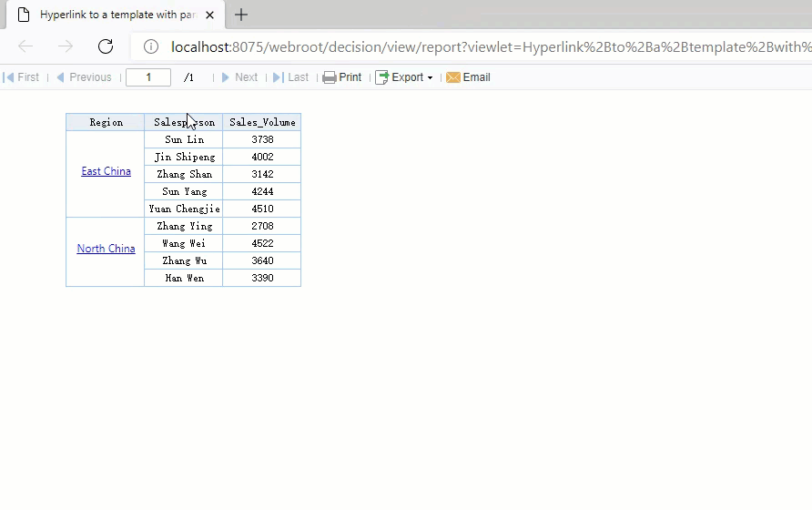 Hyperlink to Template with Parameters-FineReport Help Document