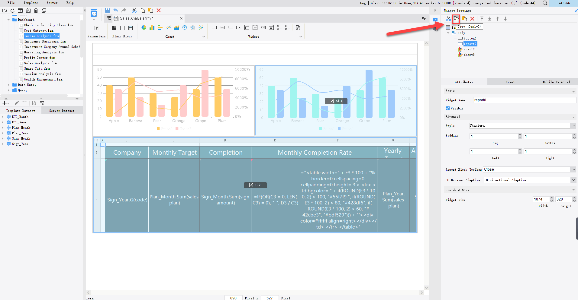 Dashboard Component Operation-FineReport Help Document