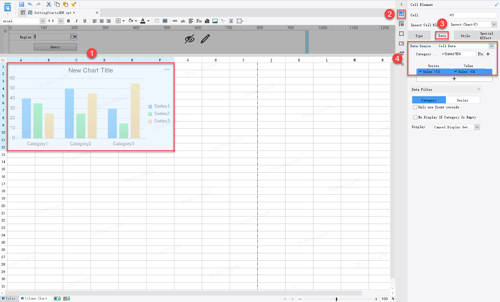 sheet を跨いでチャートデータを読み込む- FineReport Help Document