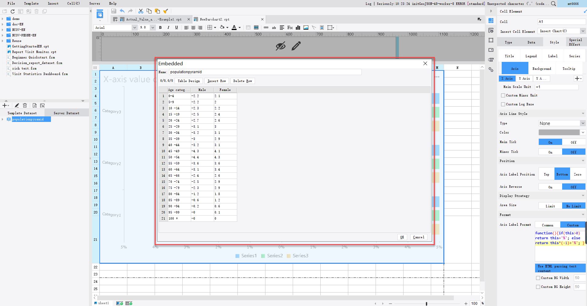 Chart Custom Axis Label Format FineReport Help Document