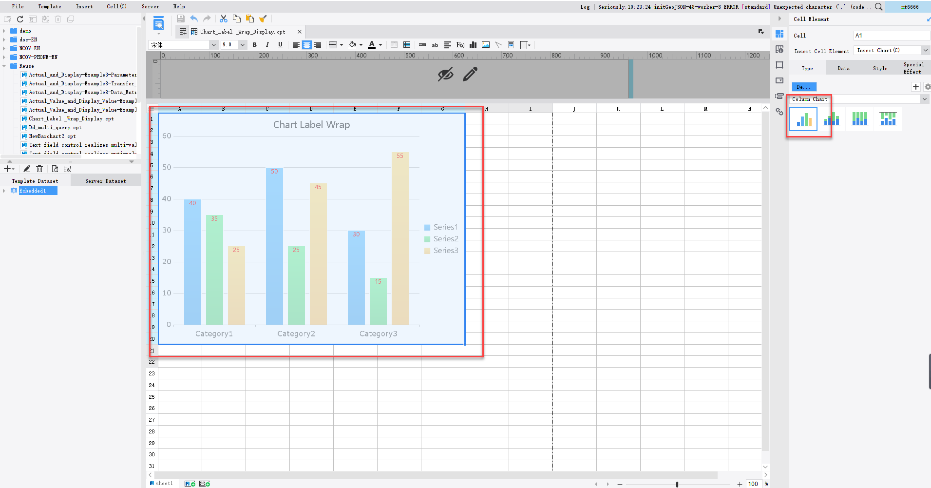 Chart Label Wrap Display-FineReport Help Document