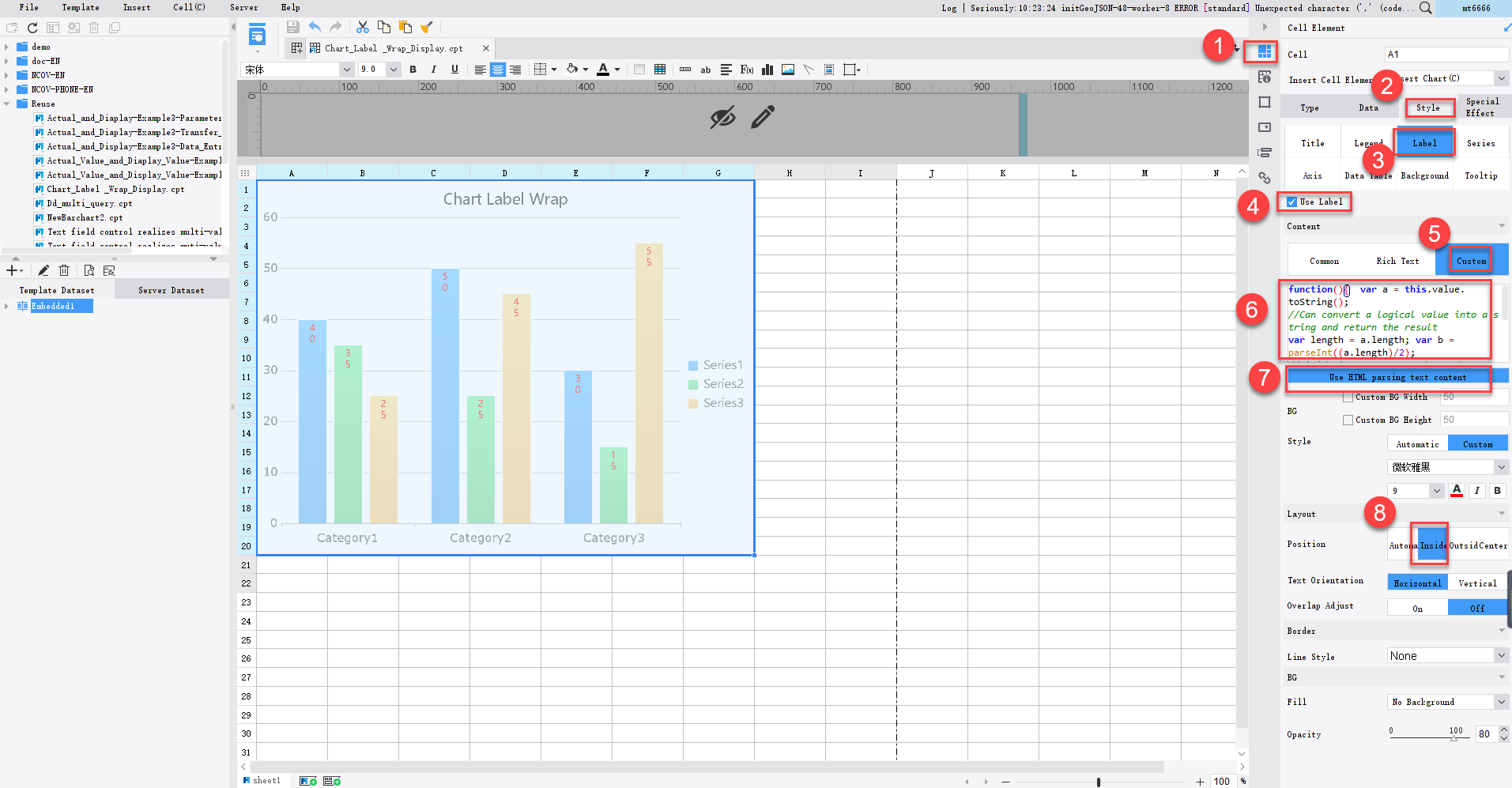 Chart Label Wrap Display-FineReport Help Document