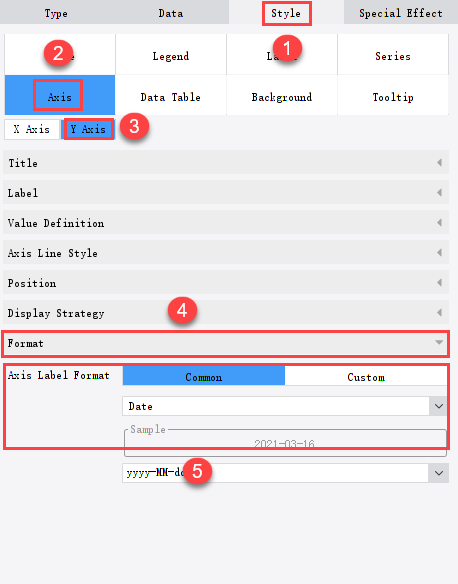 Format the Y Axis Label to Date-FineReport Help Document