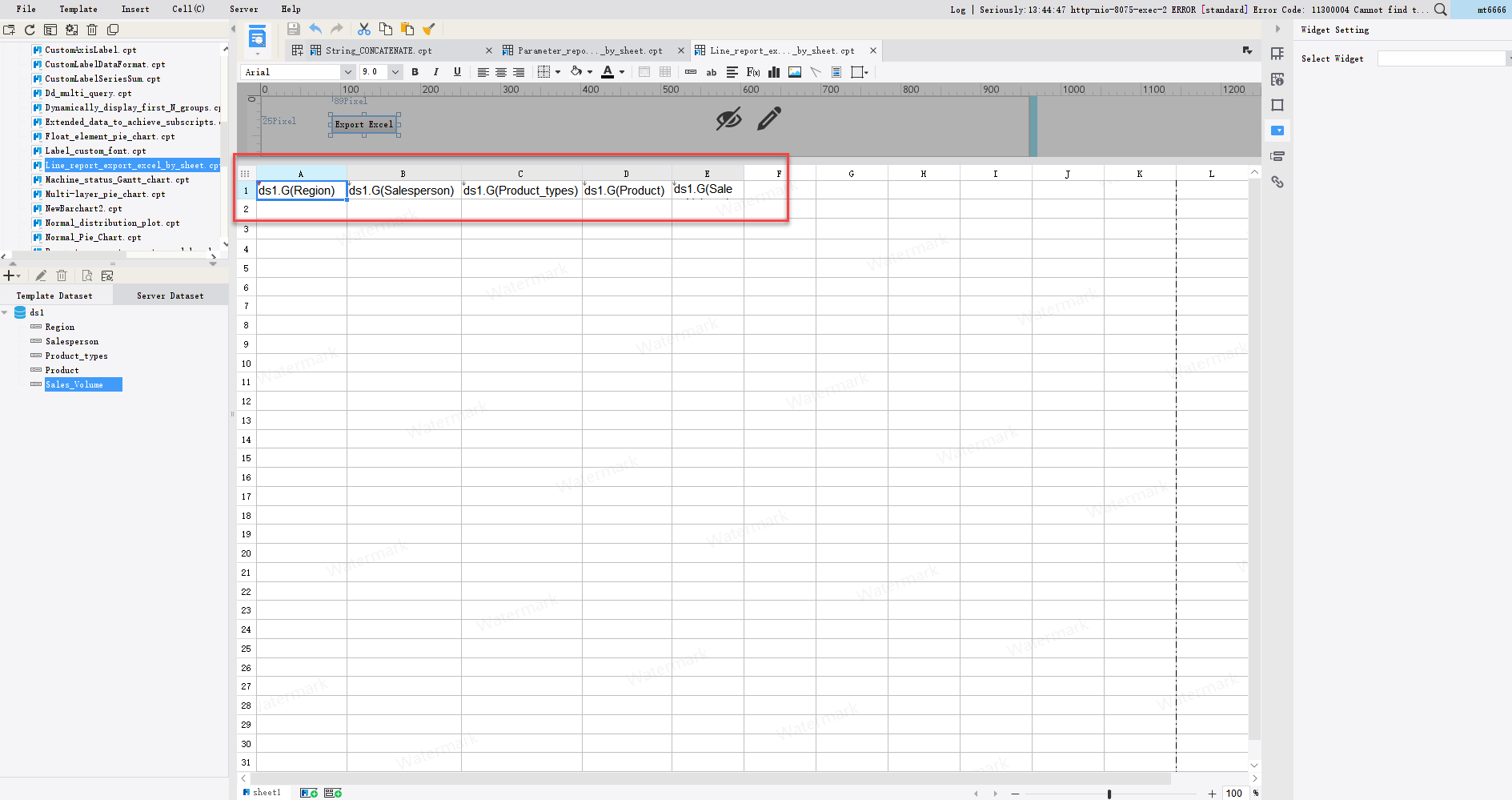 Export Excel by sheet-FineReport Help Document
