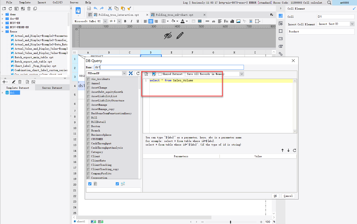 Bi-directional dynamic tree with chart-FineReport Help Document