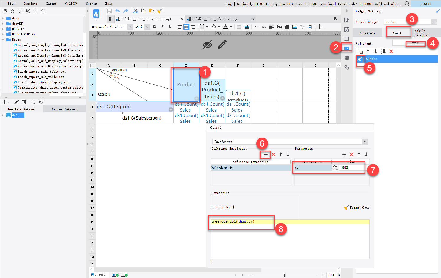 Bi-directional dynamic tree with chart-FineReport Help Document