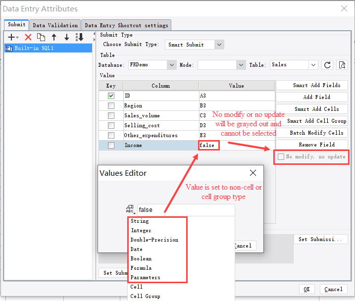 JS Implementation Only Submits Modified Data-FineReport Help Document